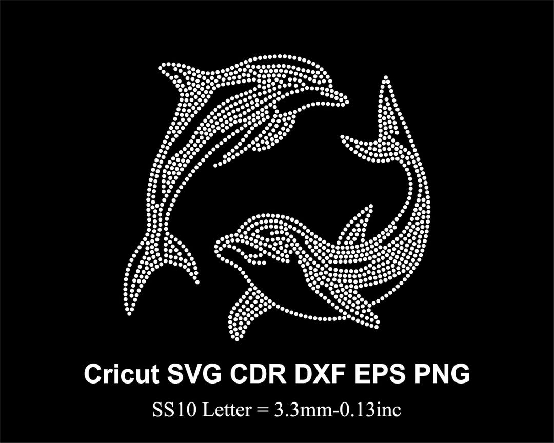 Rhinestone Dolphin Design SS10 Size Rhinestones Dolphin Template for ...