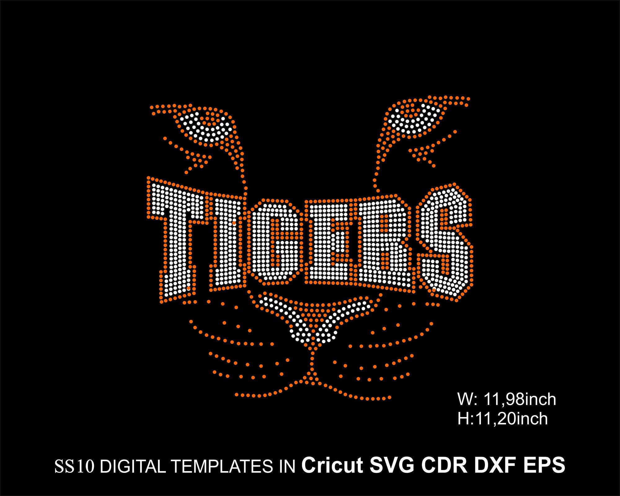 TIGERS Rhinestone Football Tiger Rhinestone Team Mascot Rhinestone SS10 ...