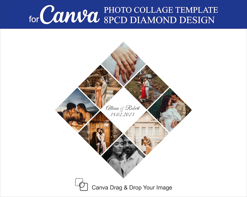 Canva Diamond Photo Collage Templates 8 Pcs Inside Editable Canva for a ...