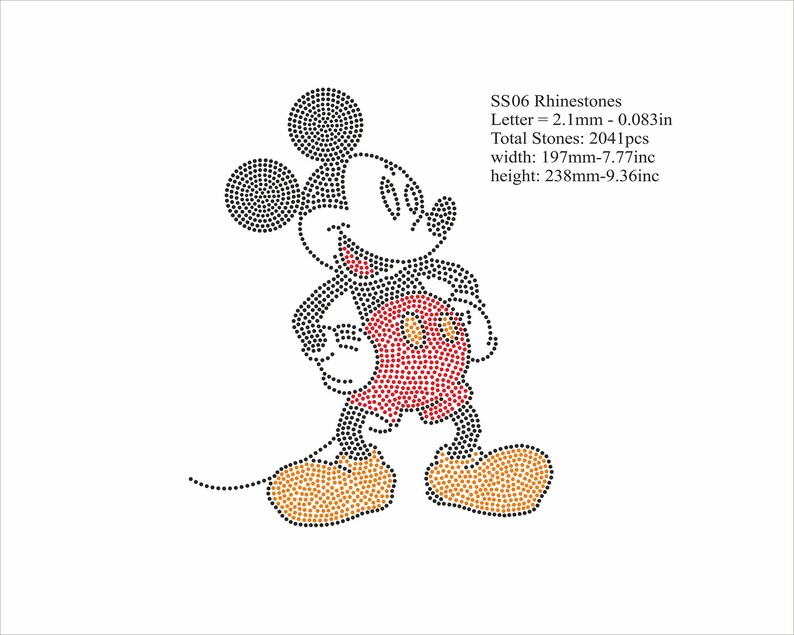 Rhinestone Mickey 3 Colors Template Mause Rhinestone SS06 Size for ...