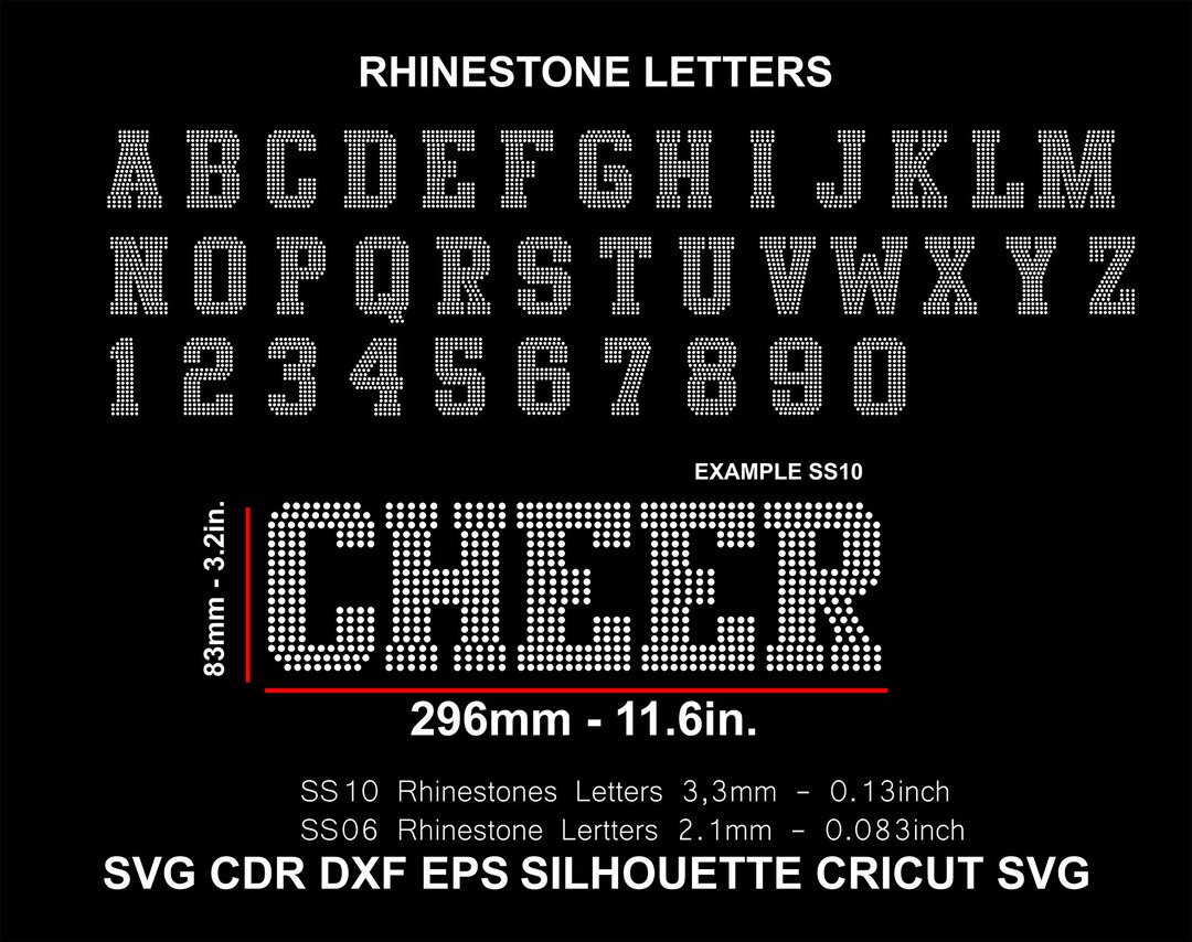 CHEER Rhinestone Font Letters Pattern Alphabet Cheer Letters SS06 SS10 ...