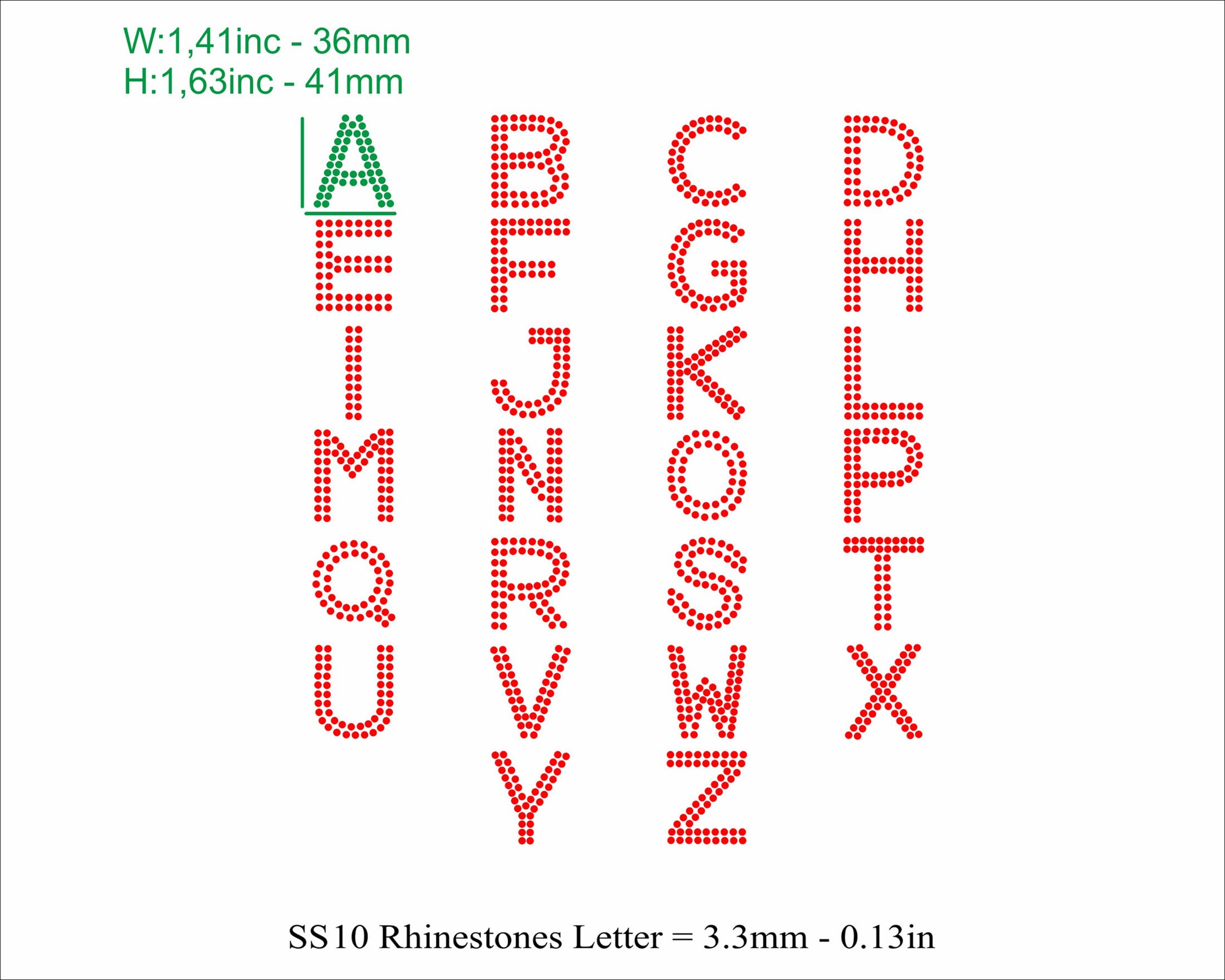 Rhinestone Alphabet Design SS10 Rhinestone Letters Template Rhinestone ...
