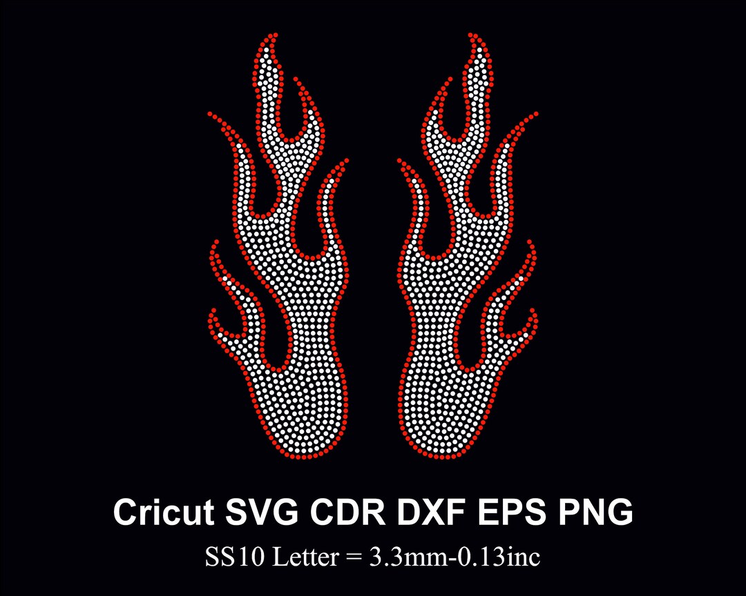 Flame Rhinestone Template Fire Design Rhinestone Cut Design SS10 Cricut ...