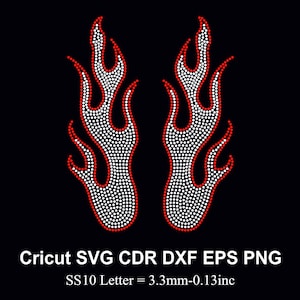 Flame Rhinestone Template Fire Design Rhinestone Cut Design SS10 Cricut ...