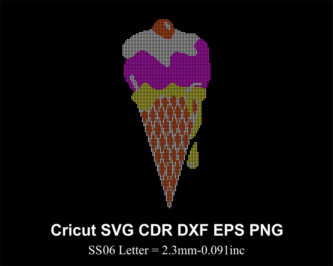 Ice Cream Rhinestone Template SS06 Size Ice Cream Design Rhinestone for ...