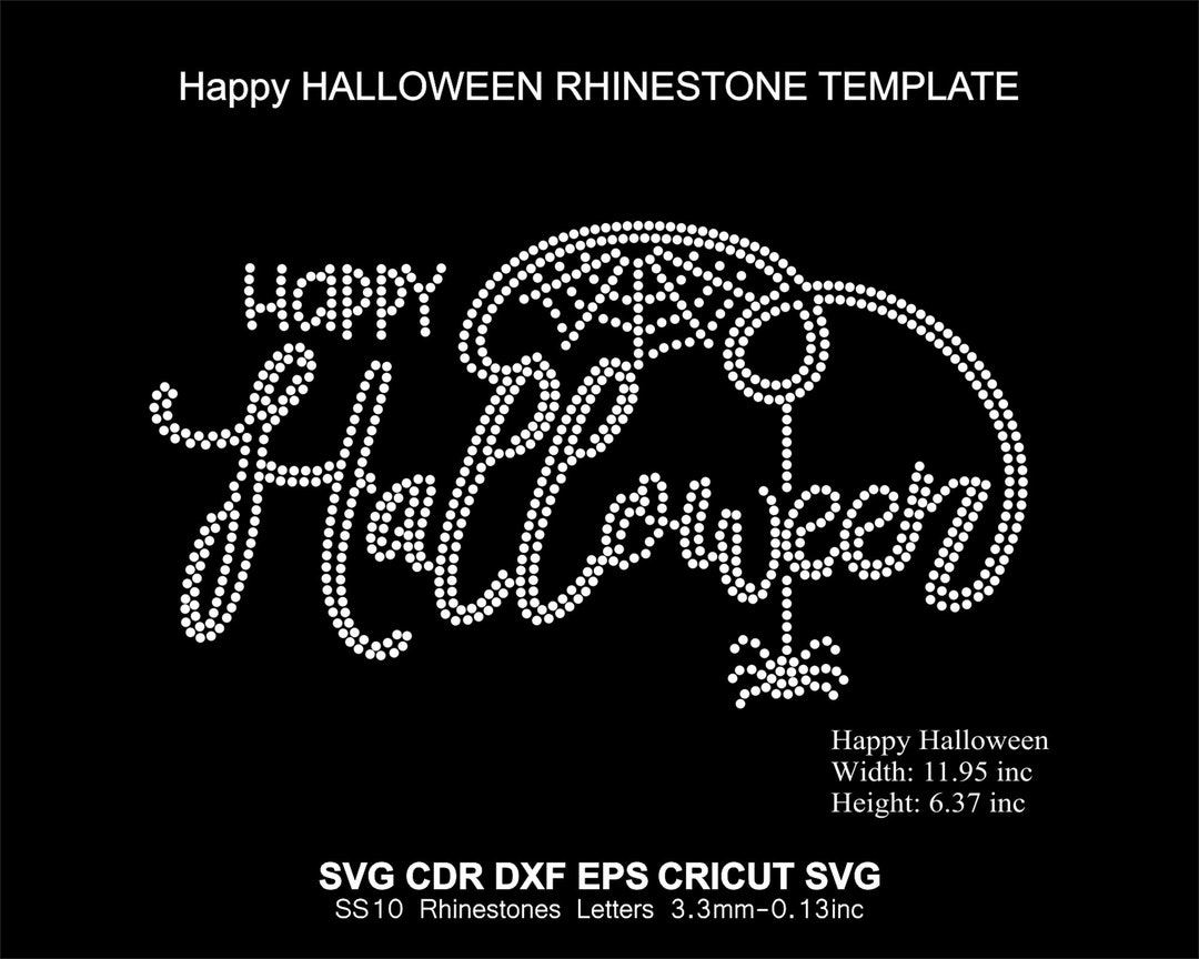 Happy Halloween Rhinestone Template Halloween Rhinestone SS10 Spooky ...