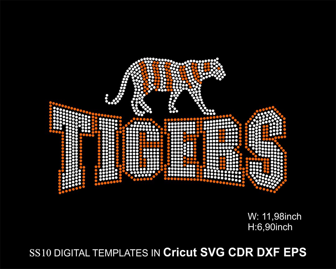 TIGERS Rhinestone Football Tiger Rhinestone Team Mascot Rhinestone SS10 ...