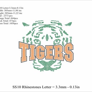TIGERS Rhinestone Football Tiger Rhinestone Team Mascot Rhinestone SS10 ...