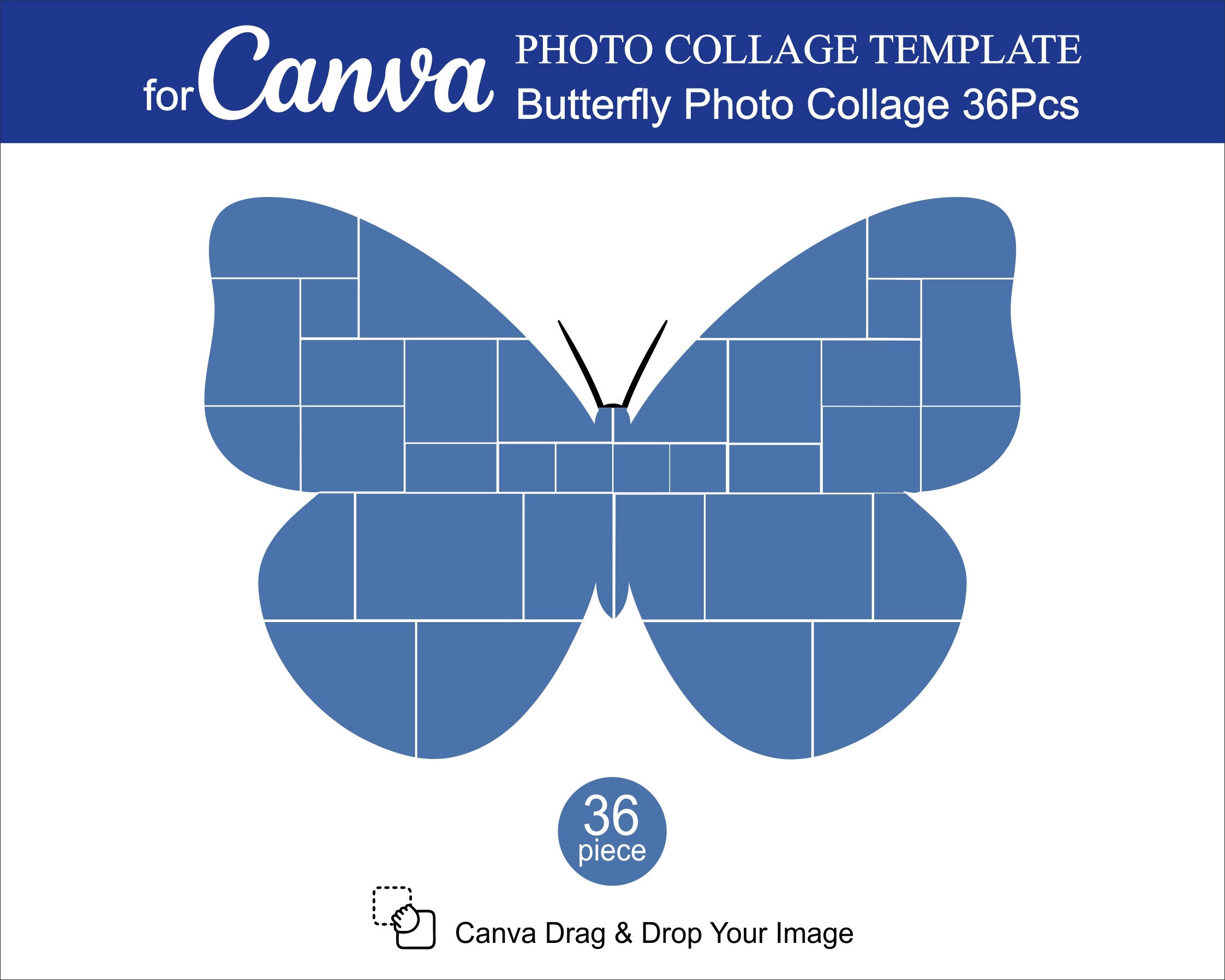 Canva Butterfly Photo Collage Templates 36 Pcs Inside Editable Canva ...