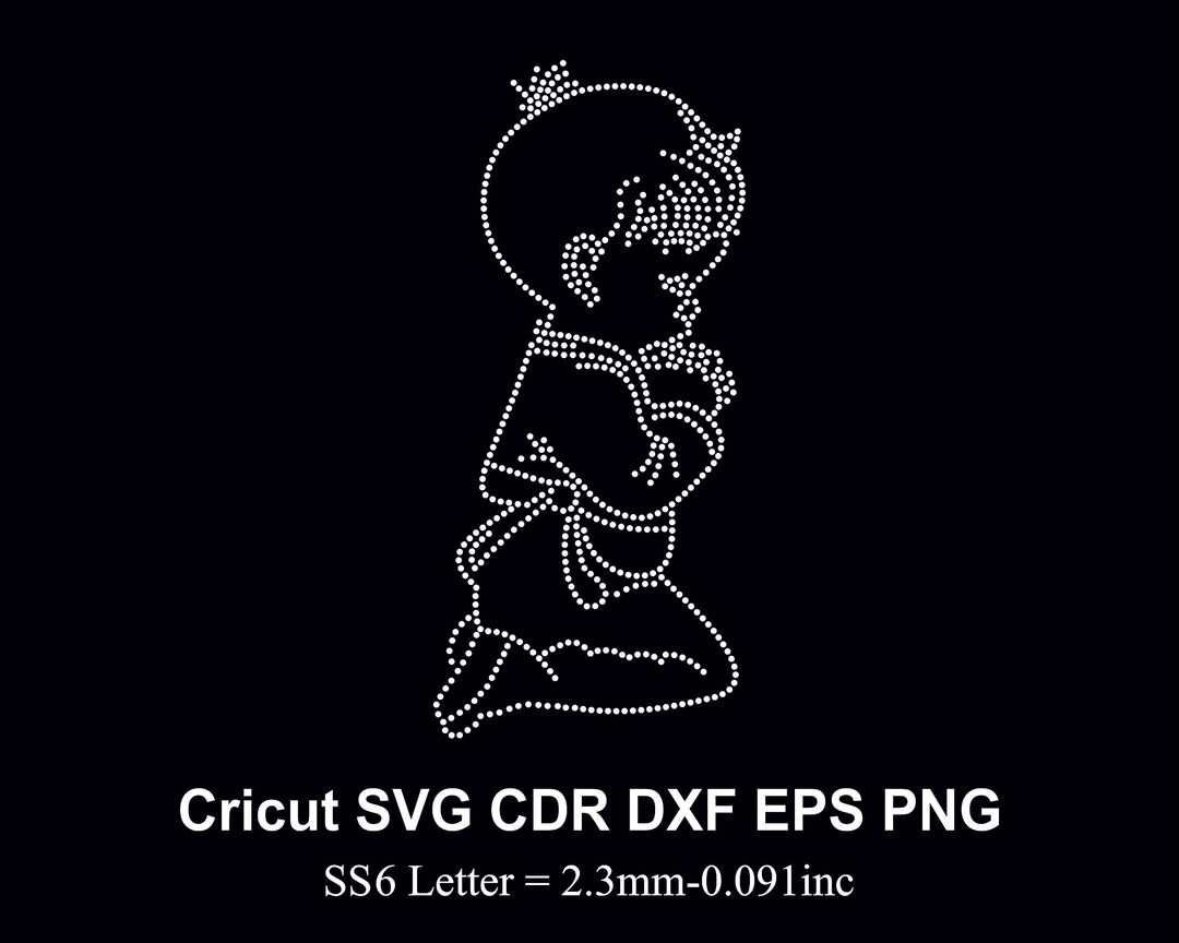 Rhinestone Praying Boy Design Rhinestones Template Design SS06 Size for ...