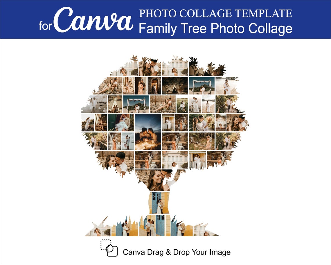 Canva Family Tree Photo Collage Templates 46 Pcs Inside Editable Canva ...