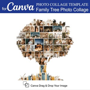 Canva Family Tree Photo Collage Templates 46 Pcs Inside Editable Canva ...
