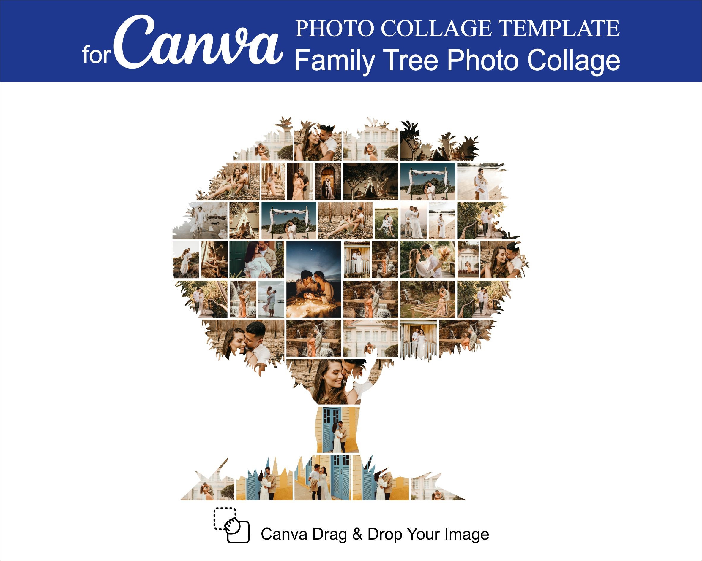 Canva Family Tree Photo Collage Templates 46 Pcs Inside Editable Canva ...