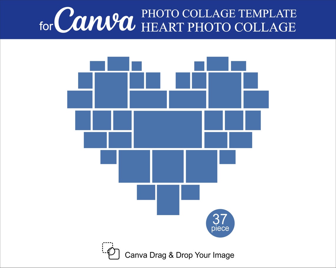 Canva Heart Photo Collage Templates 37 Pcs Inside Editable Canva for a ...