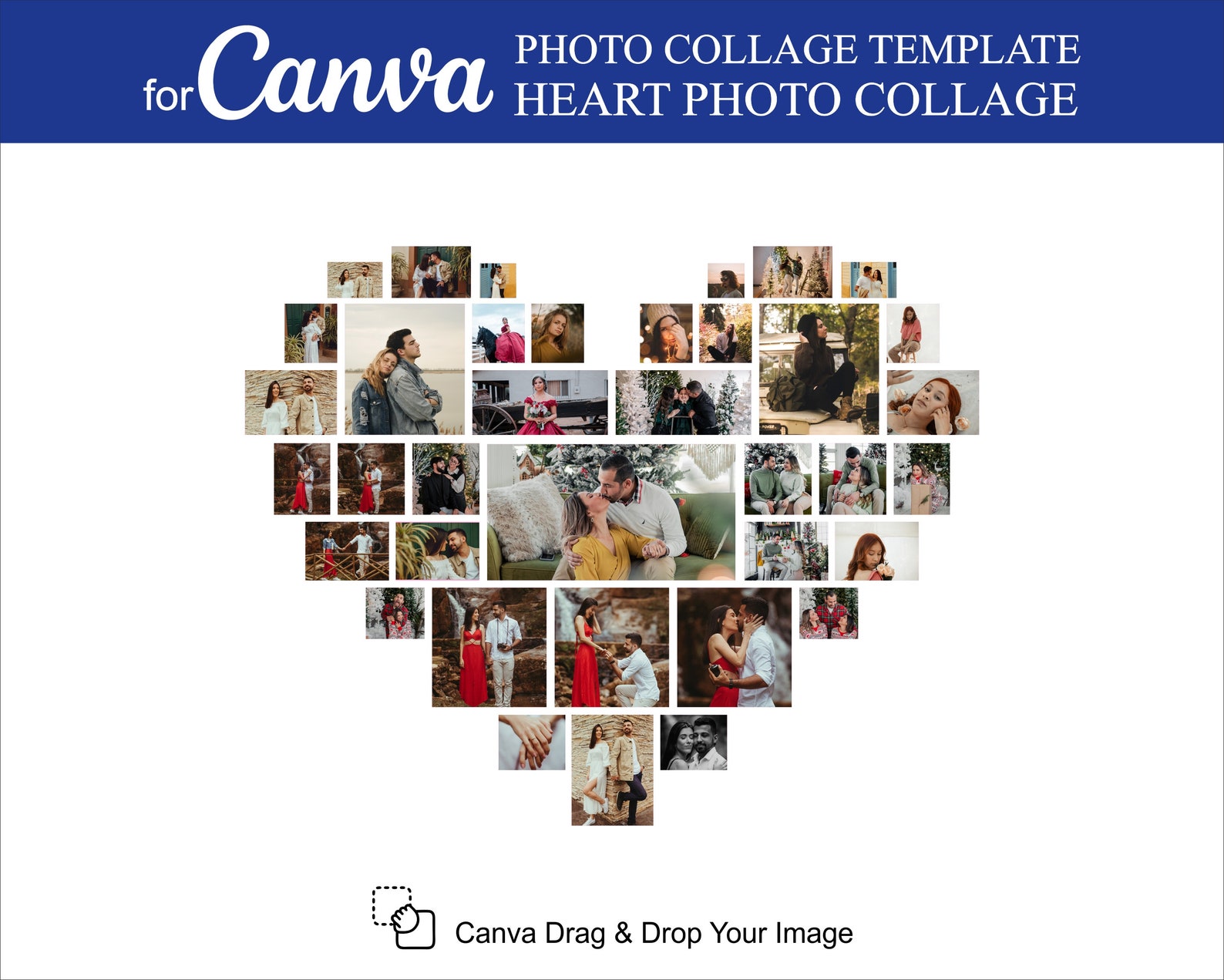 Canva Heart Photo Collage Templates 37 Pcs Inside Editable Canva for a ...