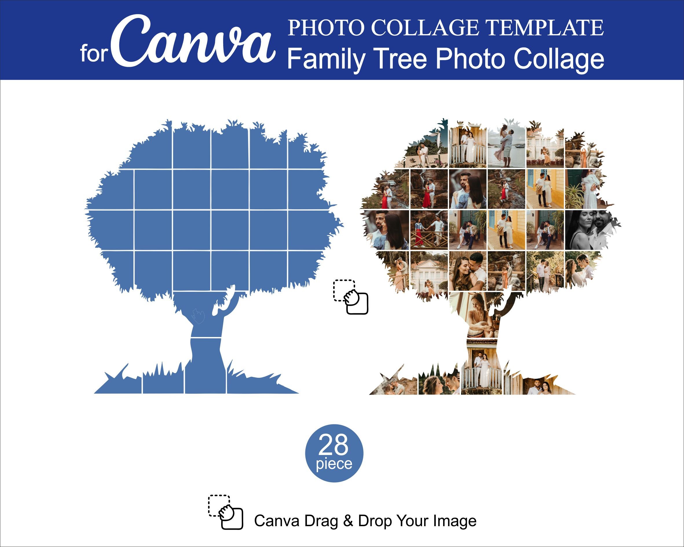 Canva Family Tree Photo Collage Templates 28 Pcs Inside Editable Canva ...