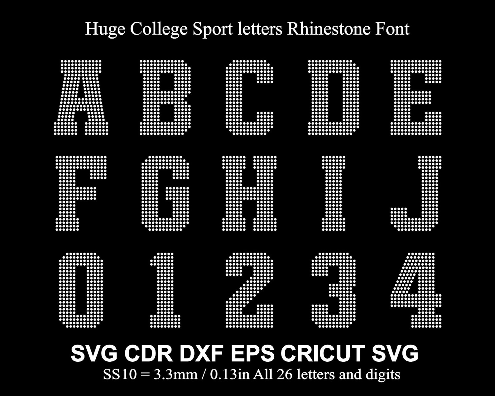 Huge Font Rhinestone College Letters and Numbers Varsity Font ...