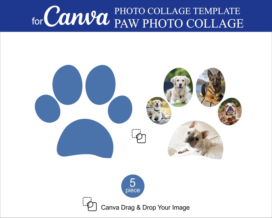 Canva Paw Photo Collage Templates 5pcs Inside Editable Canva for a ...