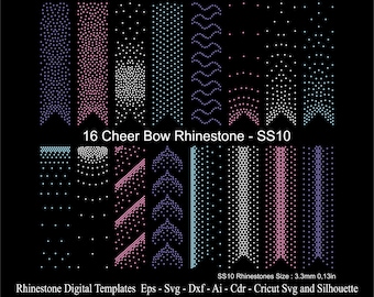 12 Cheer Bow Rhinestone Template 2inch Ribbon Rhinestone SS10 Ribbon ...