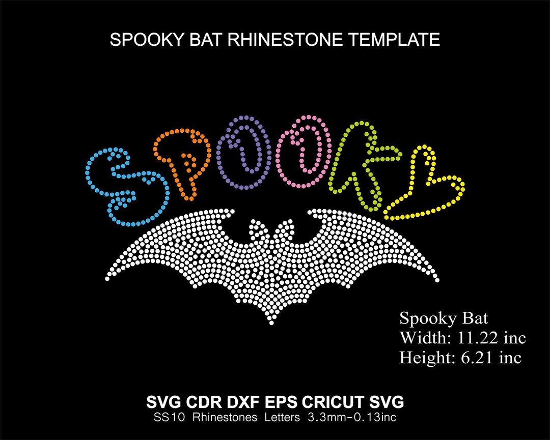 Spooky Bat Rhinestone Halloween Rhinestone Template Colored Spooky ...