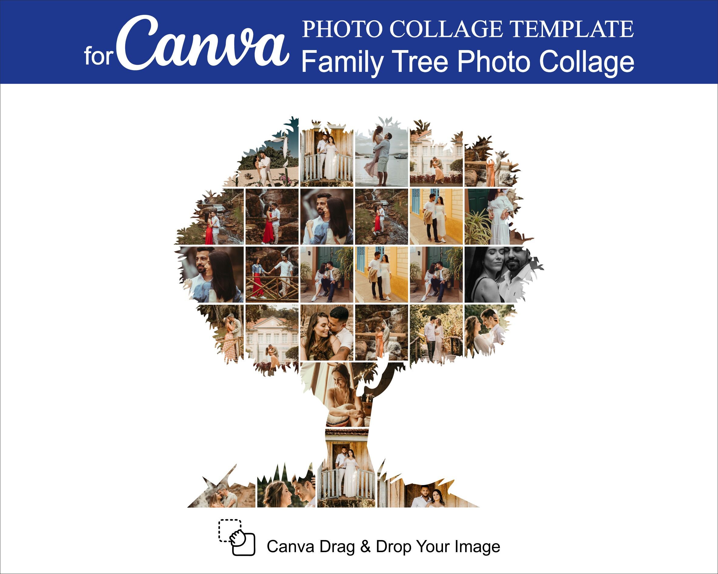 Canva Family Tree Photo Collage Templates 28 Pcs Inside Editable Canva ...
