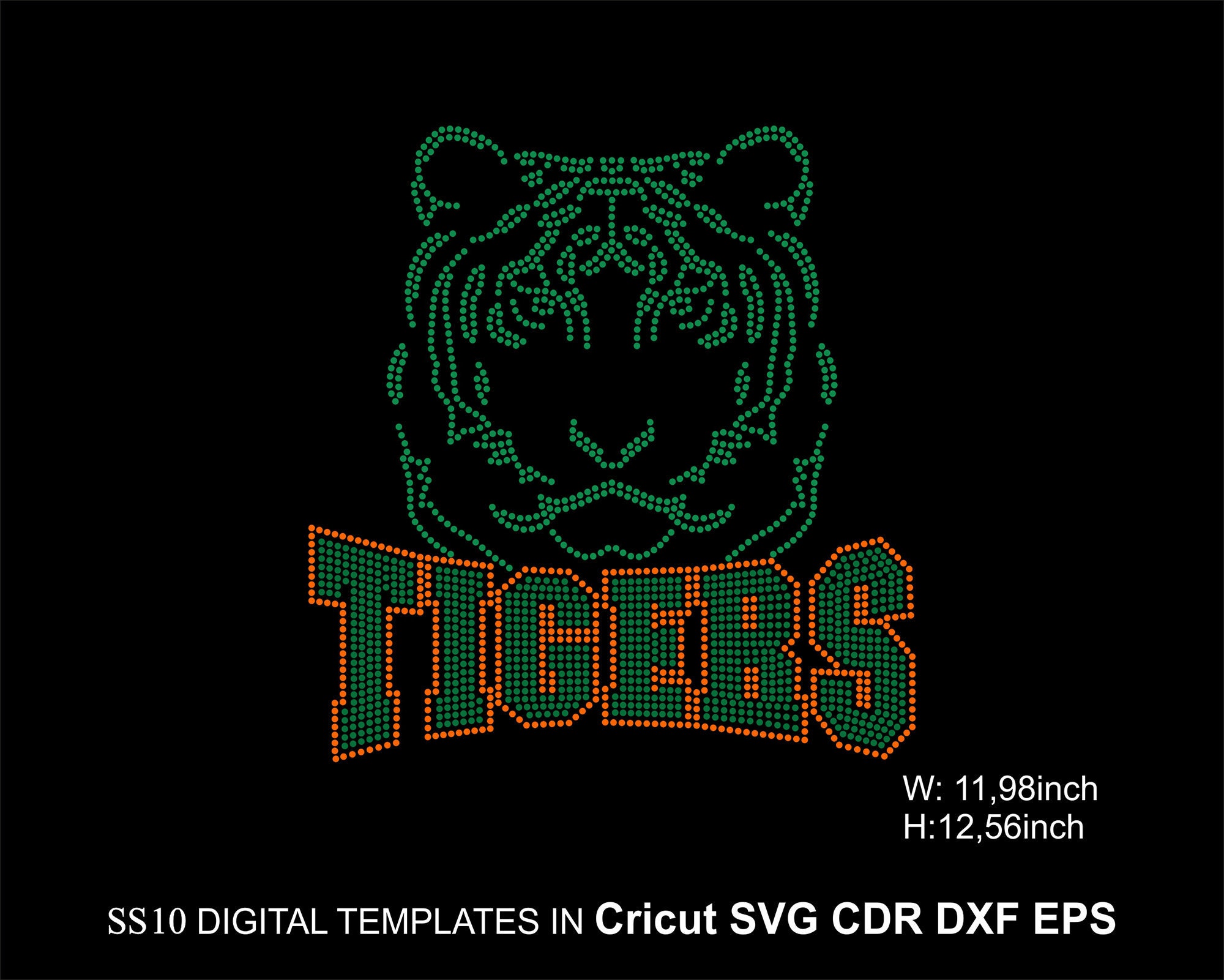 TIGERS Rhinestone Football Tiger Rhinestone Team Mascot Rhinestone SS10 ...