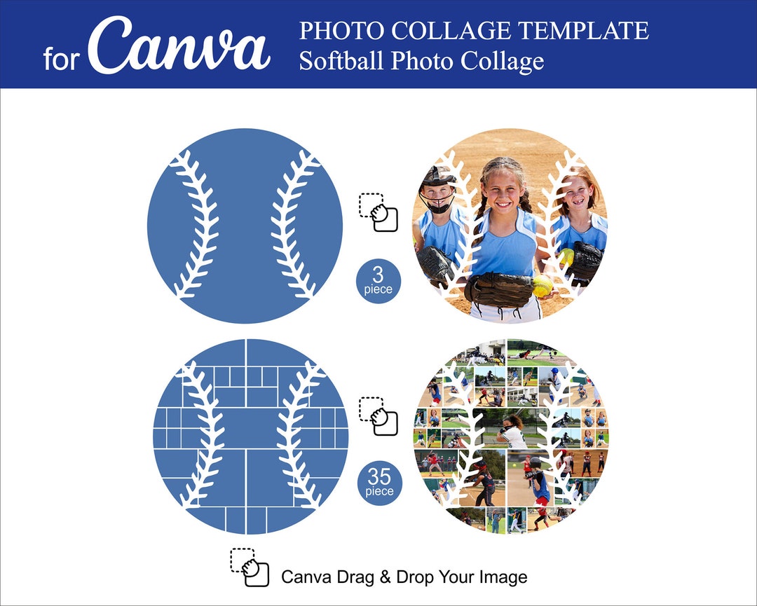 Softball Photo Collage 3pcs and 35pcs Inside Photo Collage Canva Sport ...