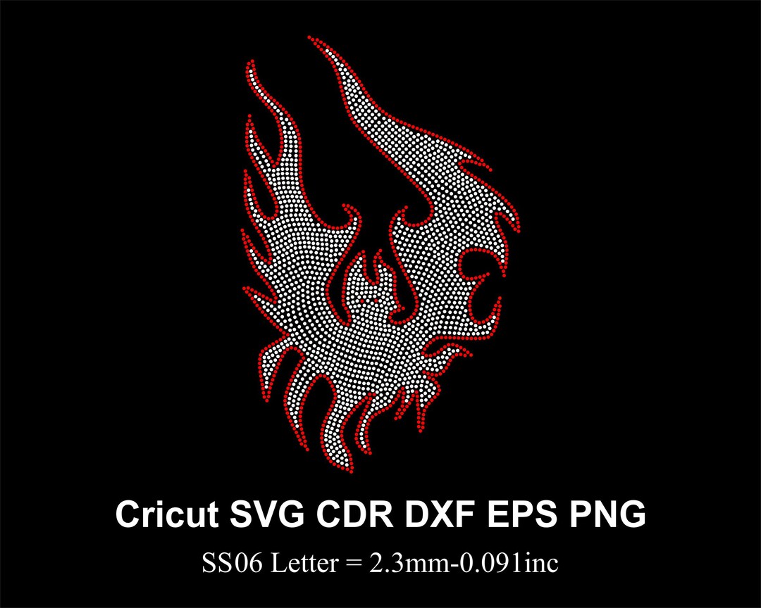 Ghost Rhinestone Template SS06 Size Ghost Flame Design Rhinestone for ...