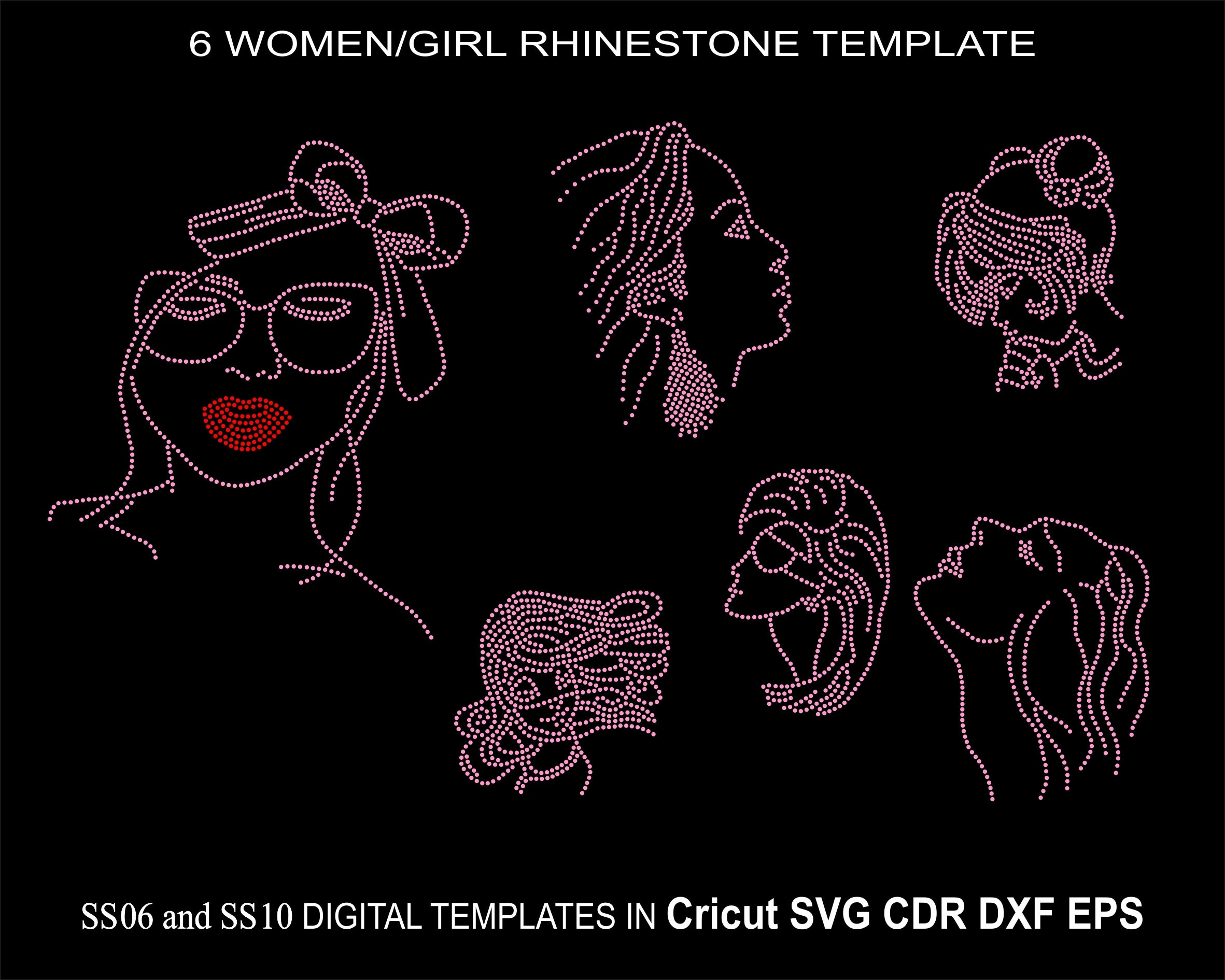 Women Rhinestone Template Girls Rhinestone BUNDLE SS06 SS10 - Etsy
