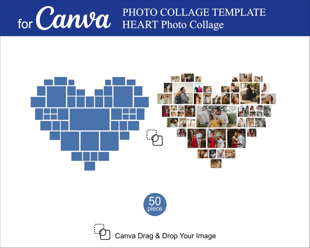 Canva Heart Photo Collage Templates 50pcs Inside Editable Canva for a ...