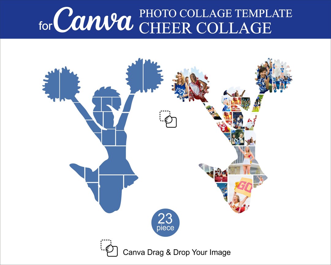 Canva Cheer Girl Photo Collage Templates 23 Pcs Inside Editable Canva ...