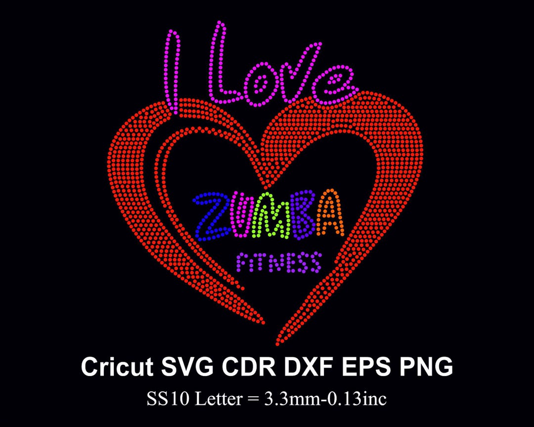 Rhinestone I Love Zumba Design Rhinestones Template Design SS10 Size ...