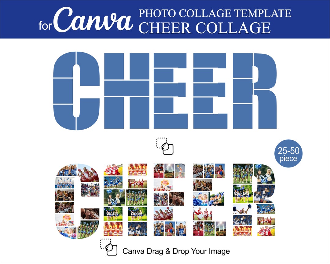 Canva Cheer Sport Design Photo Collage Templates 25-50 Pcs Inside ...