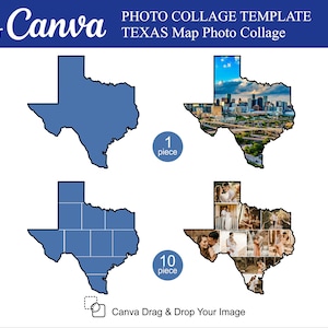 Texas Photo Collage for Canva 1-10pcs Inside Photo Collage Texas Map ...