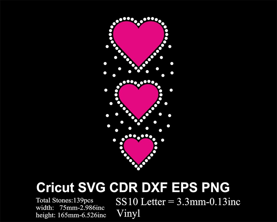 Rhinestone Heart Rhinestones Template Ss10 Vinyl Size for Cricut Svg ...