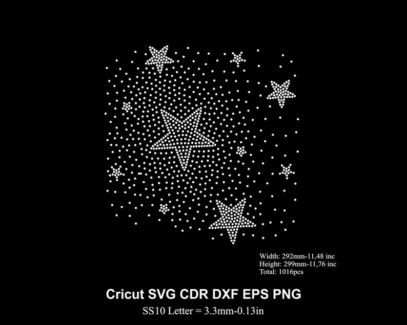 Star Scatter Rhinestone Template SS10 Size Scatter Stars Design ...