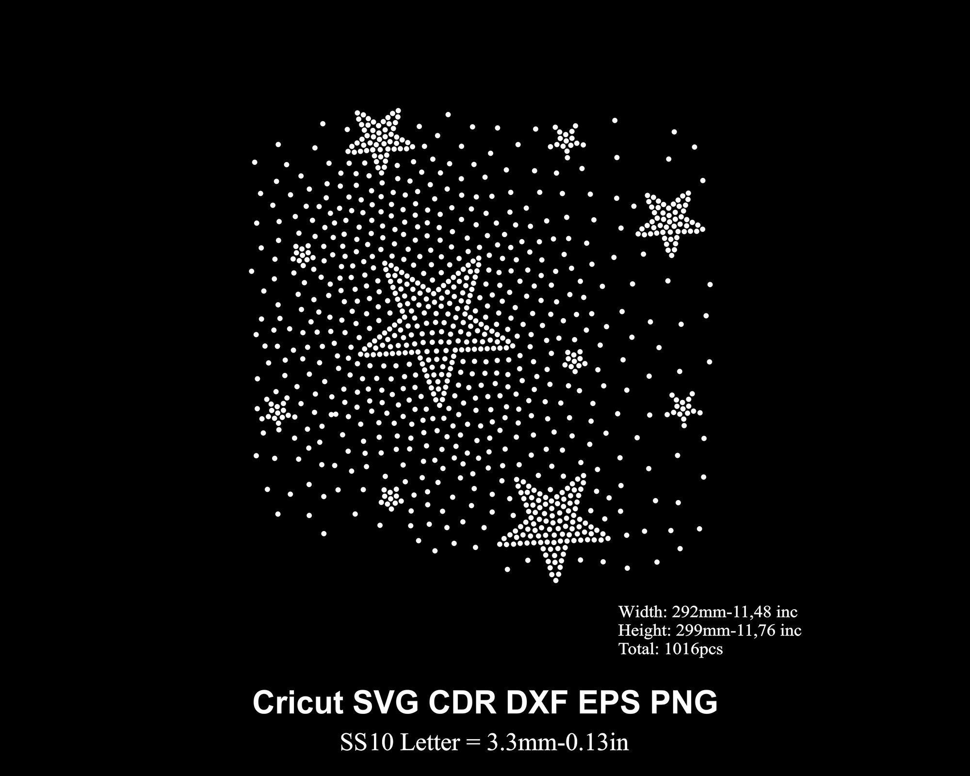 Star Scatter Rhinestone Template SS10 Size Scatter Stars Design ...