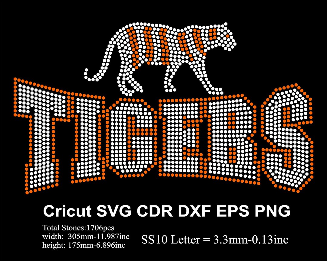 TIGERS Rhinestone Football Tiger Rhinestone Team Mascot Rhinestone SS10 ...