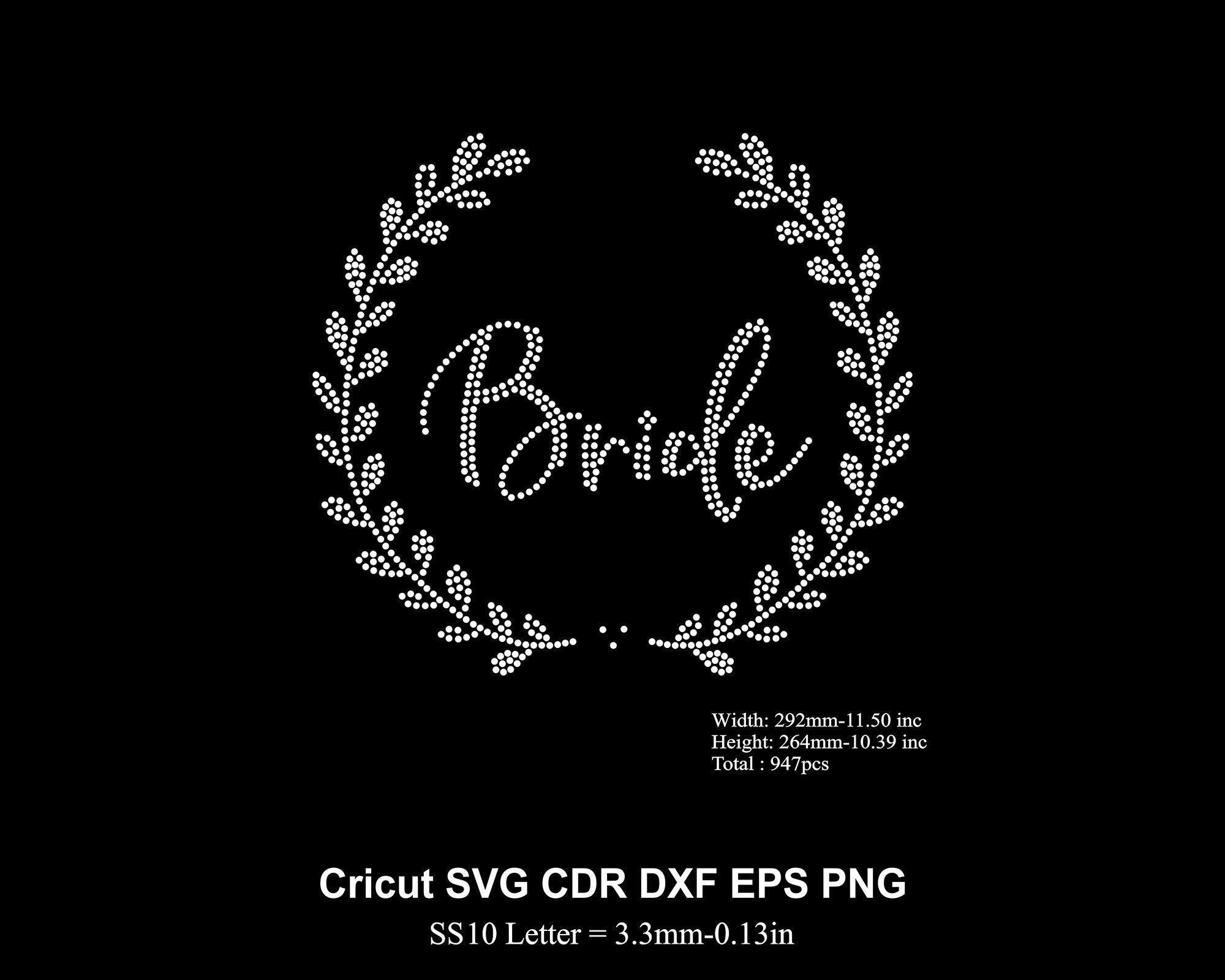 Bride Rhinestone Template SS10 Size 11inch Bride Flowers Design ...