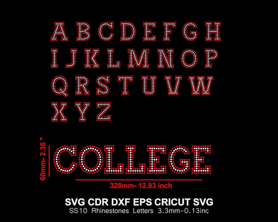 Varsity College Font Rhinestone Letters 2 Colors Rhinestone Font SS10 ...