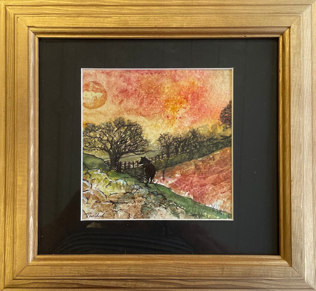 On the Moors British Landscape With Horse. Framed Watercolour - Etsy