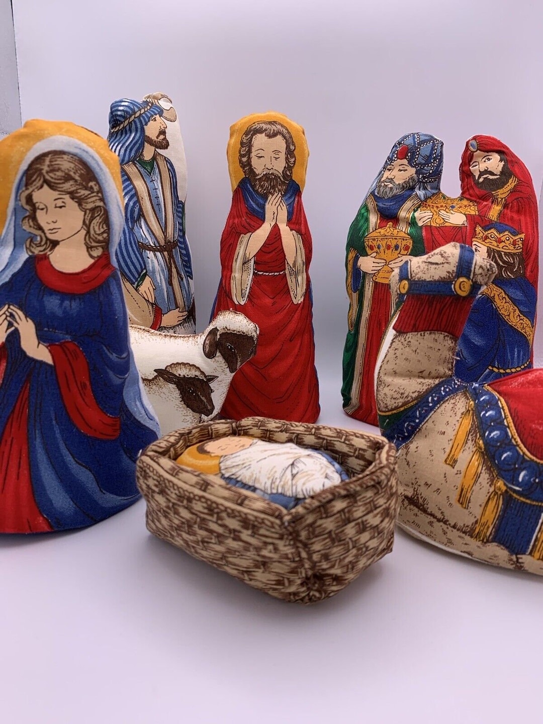 Vintage Christmas Nativity Scene Fabric Stuffed Manger Scene - Etsy UK