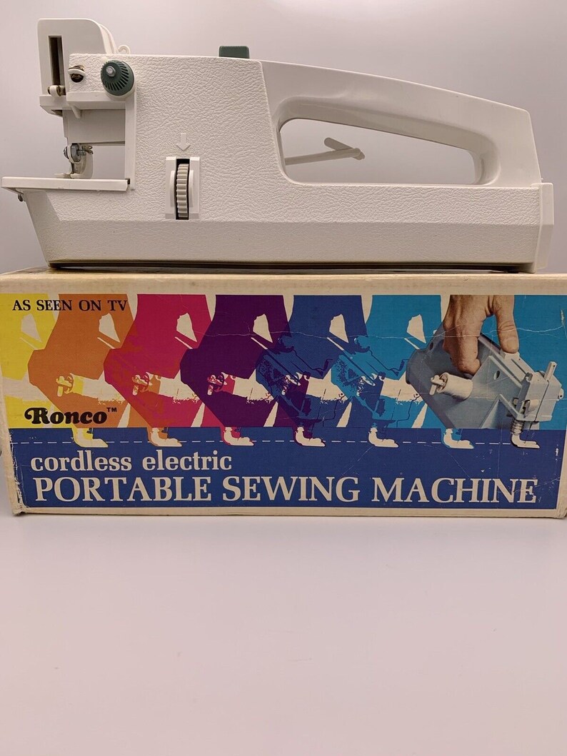 Vintage Ronco Portable Sewing Machine 1970s Battery Operated Boxed ...