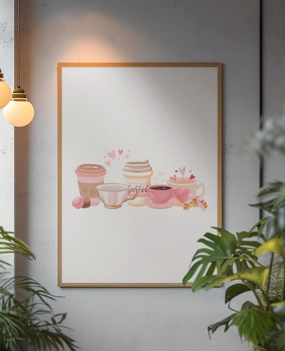 Poster Kitchen Decor Posters Coffee Cups Sweet Treats Croissants Cake ...