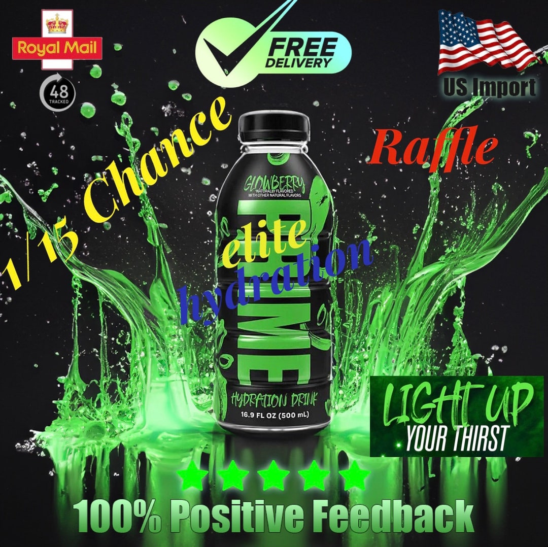 Prime Hydration Glowberry Raffle Usa Import By Ksi And Logan Etsy