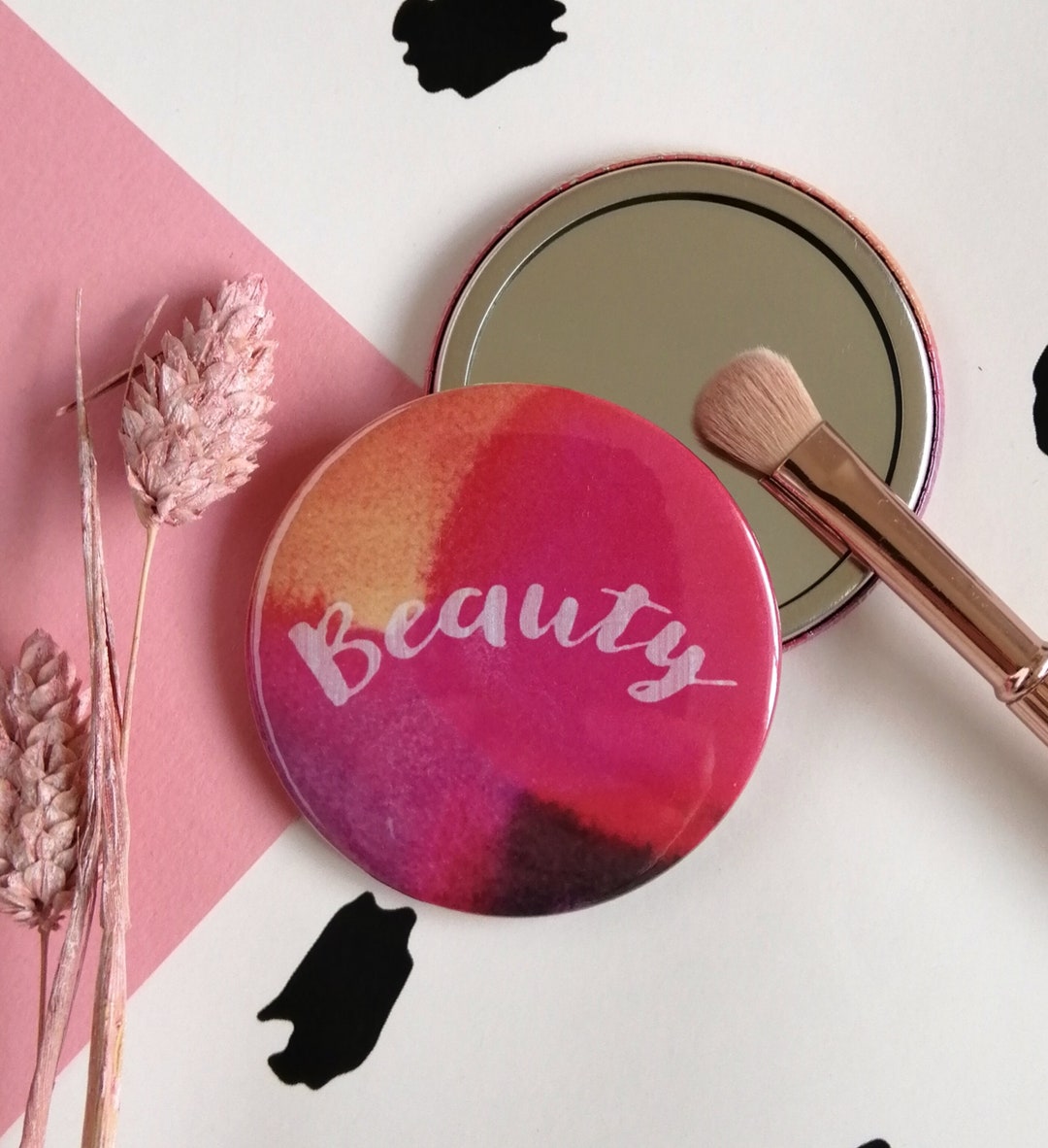 Compact Pocket Mirror BEAUTY Hand Designed in UK. Treat to Yourself ...