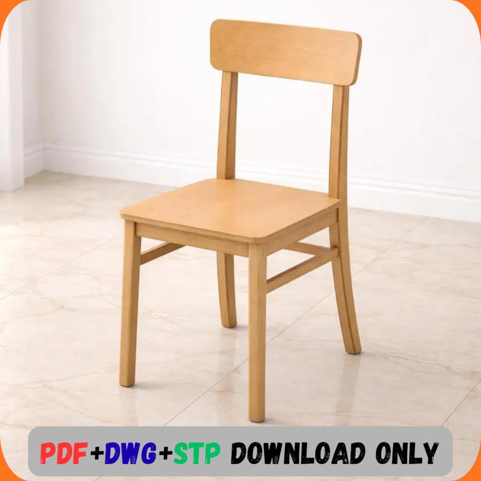 Modern Wooden Chair Technical Drawing PDF DXF STEP | Furniture Assembly ...