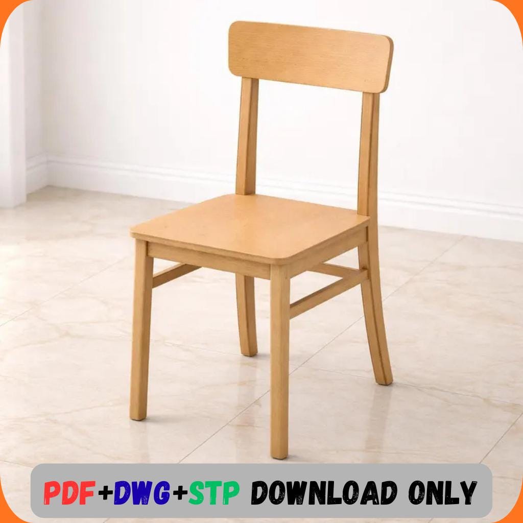 Modern Wooden Chair Technical Drawing PDF DXF STEP | Furniture Assembly ...
