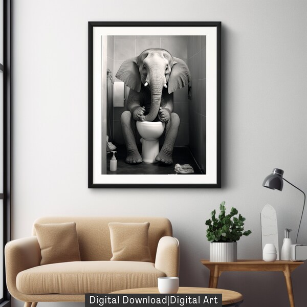 Elephant Sitting on Toilet - Etsy