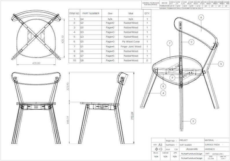 DIY Solid Wood Dining Chair Plan: Darlynn Design (DXF Download) - Etsy
